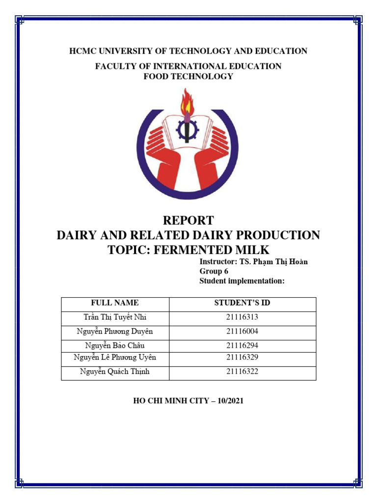 Group 6 Report of Fermented Milk | PDF | Yogurt | Sour Cream