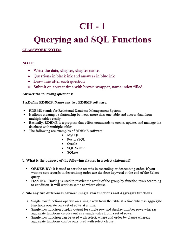 CH1 Book Back | PDF | Relational Database | Databases