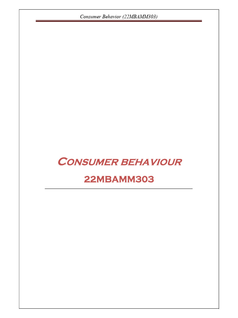 Consumer Behaviour Notes Pdf Consumer Behaviour Behavior