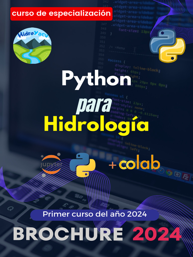 Brochure 2024 - Python para Hidrologia | PDF | Software | Python (lenguaje de programación)