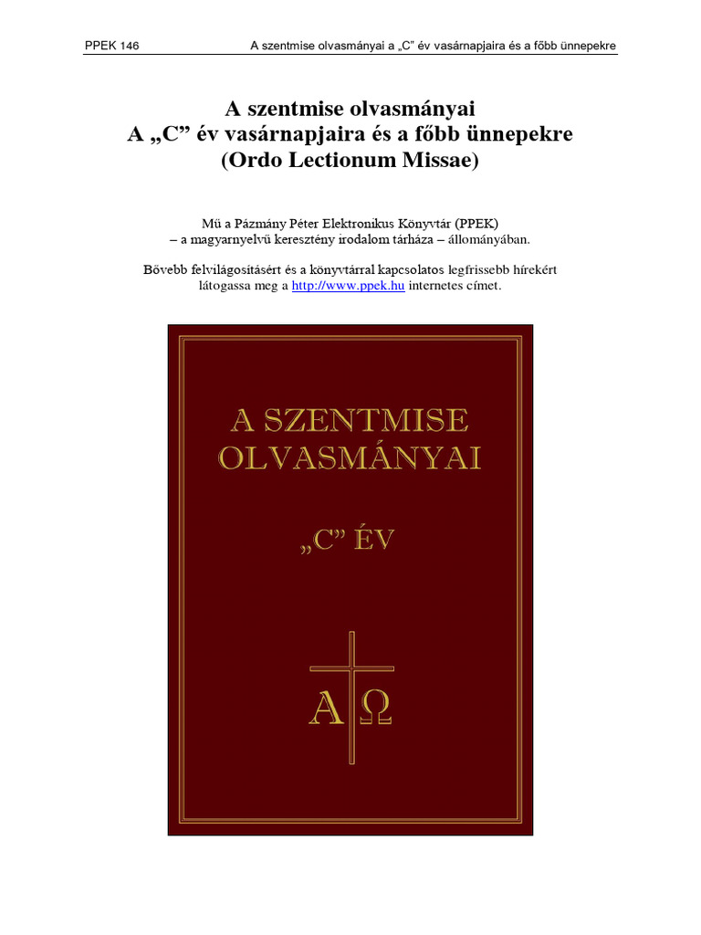 A Szentmise Olvasmanyai C Ev 1 | PDF