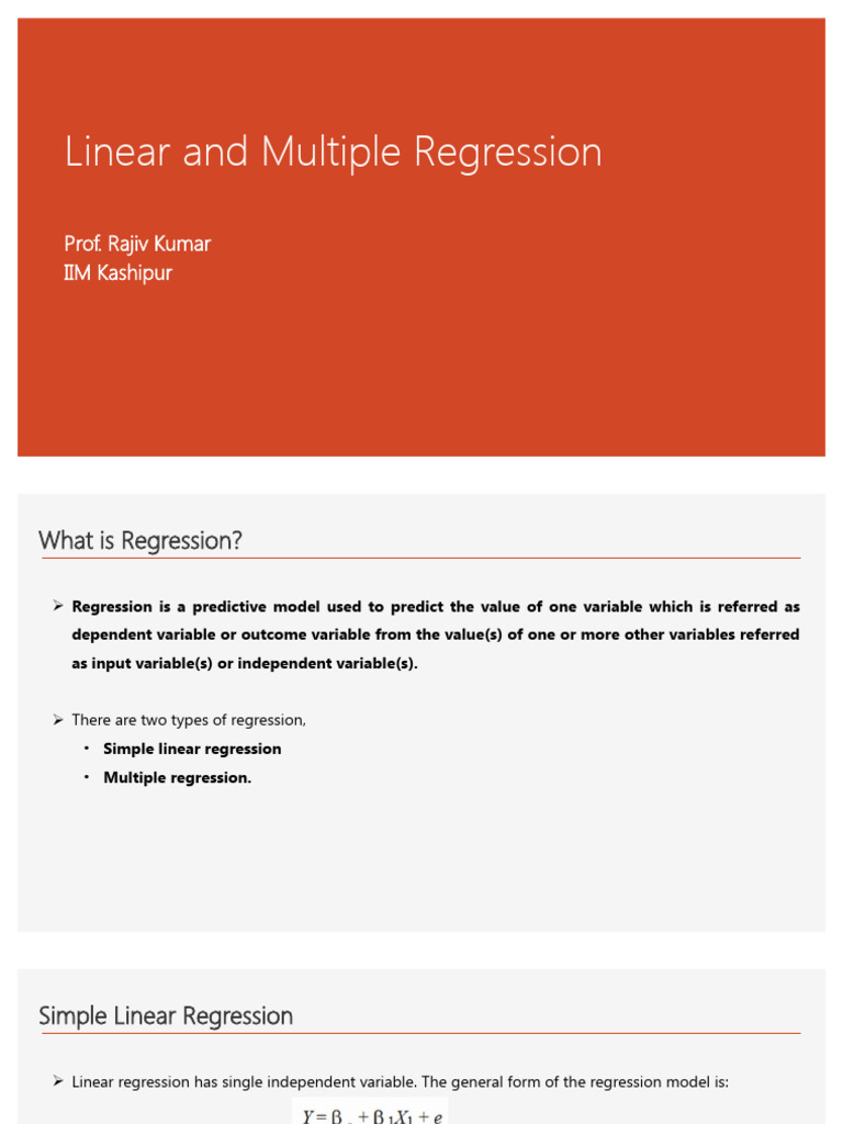 Session 10-Linear and Multiple Regression | PDF | Regression Analysis ...
