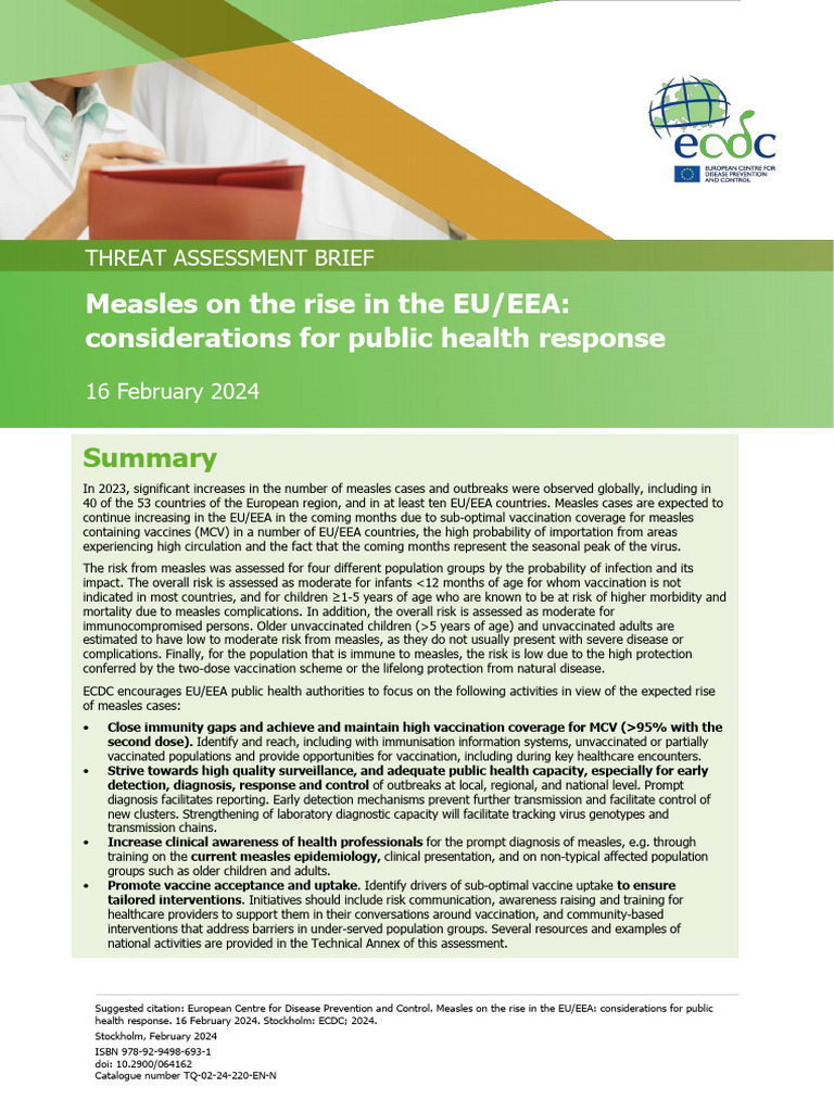 Report Ecdc | PDF | Measles | Vaccines
