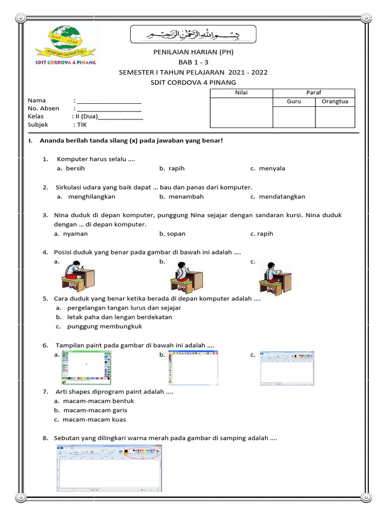 Soal PH2 TIK Smt1 | PDF