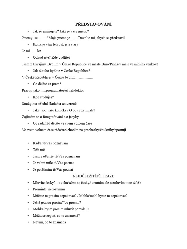 Základní Fráze | PDF