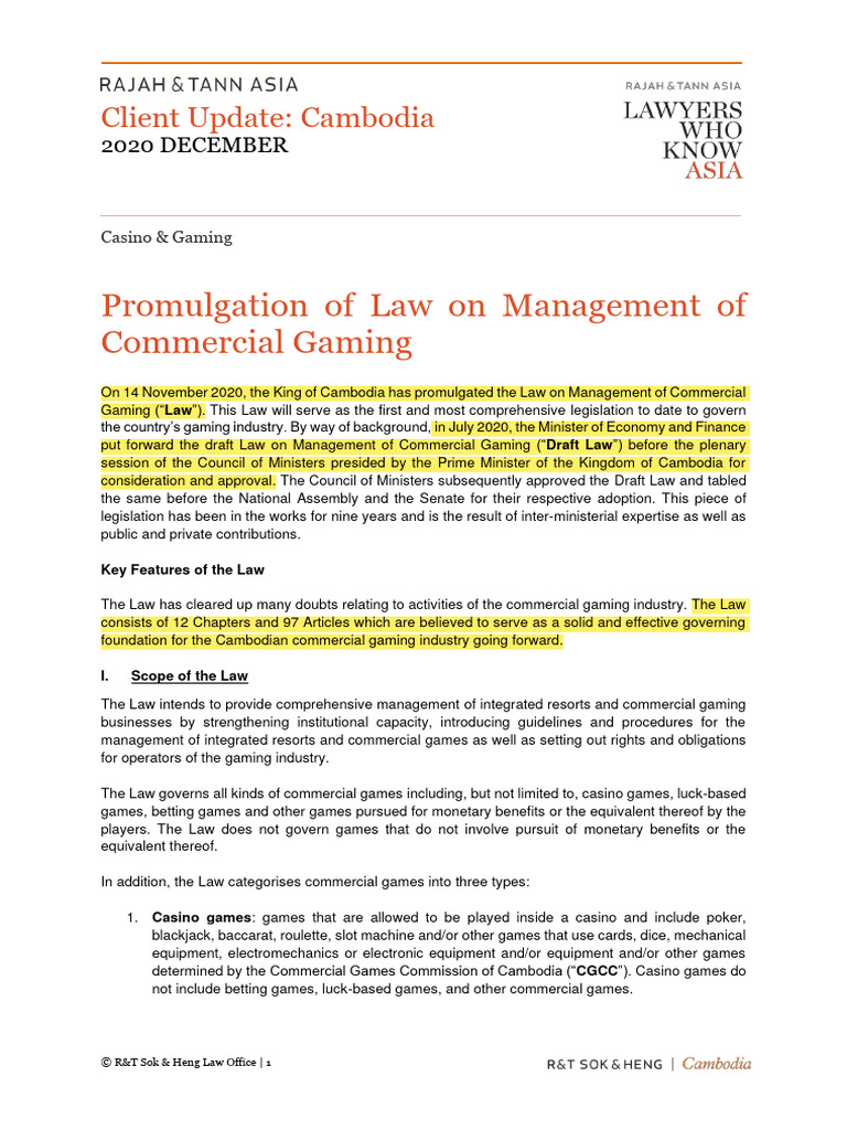 2020 12 Promulgation of Law | PDF | Gambling | Casino