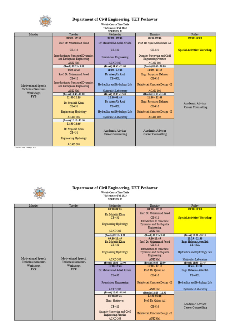 7th-semesterupdated | PDF | Physical Sciences | Civil Engineering