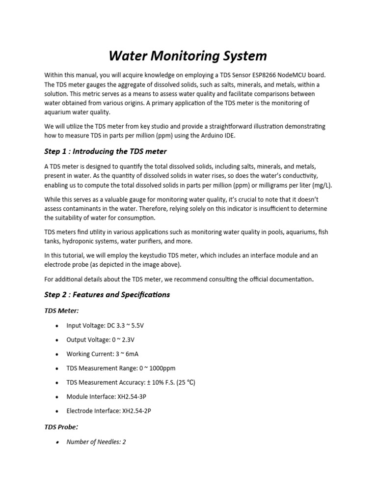 Water Monitoring System | PDF | Water | Analog To Digital Converter