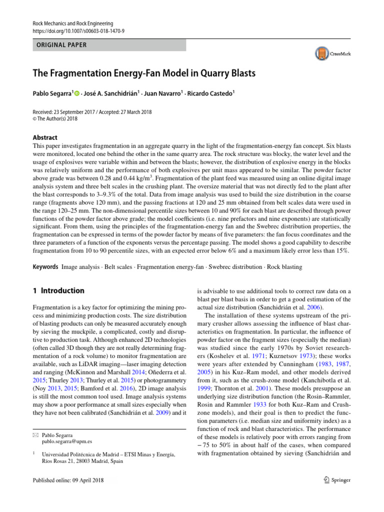 The Fragmentation Energy-Fan Model in Quarry Blast | PDF | Science ...