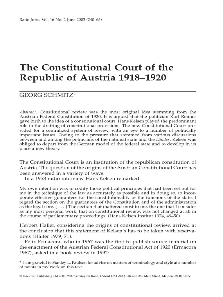 Austrian Contitutional Review2 | PDF | Law Of The United States ...