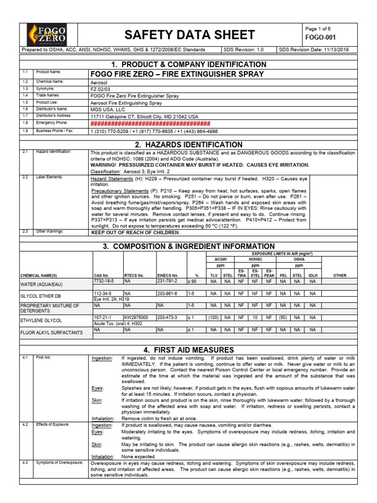 MSDS | PDF | Firefighting | Fires