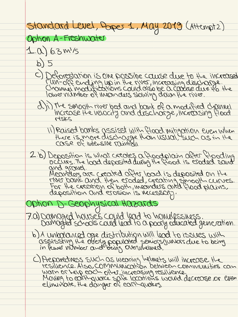 Geo IB Past Papers | PDF | Flood | Floodplain