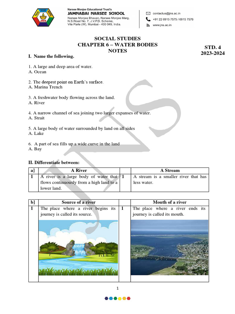 JH Ecampusupload Subjectnote STD 4 Social Studies Water Bodies Notes 3 ...