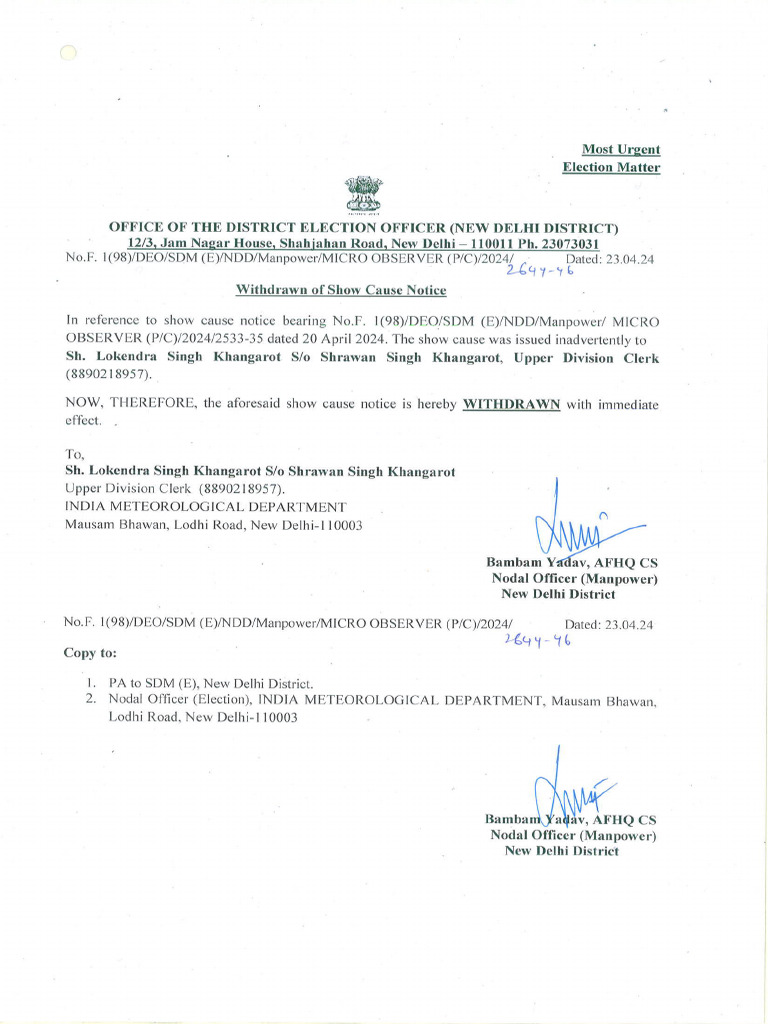Withdrwan of SCN - IMD - 2 Orders | PDF