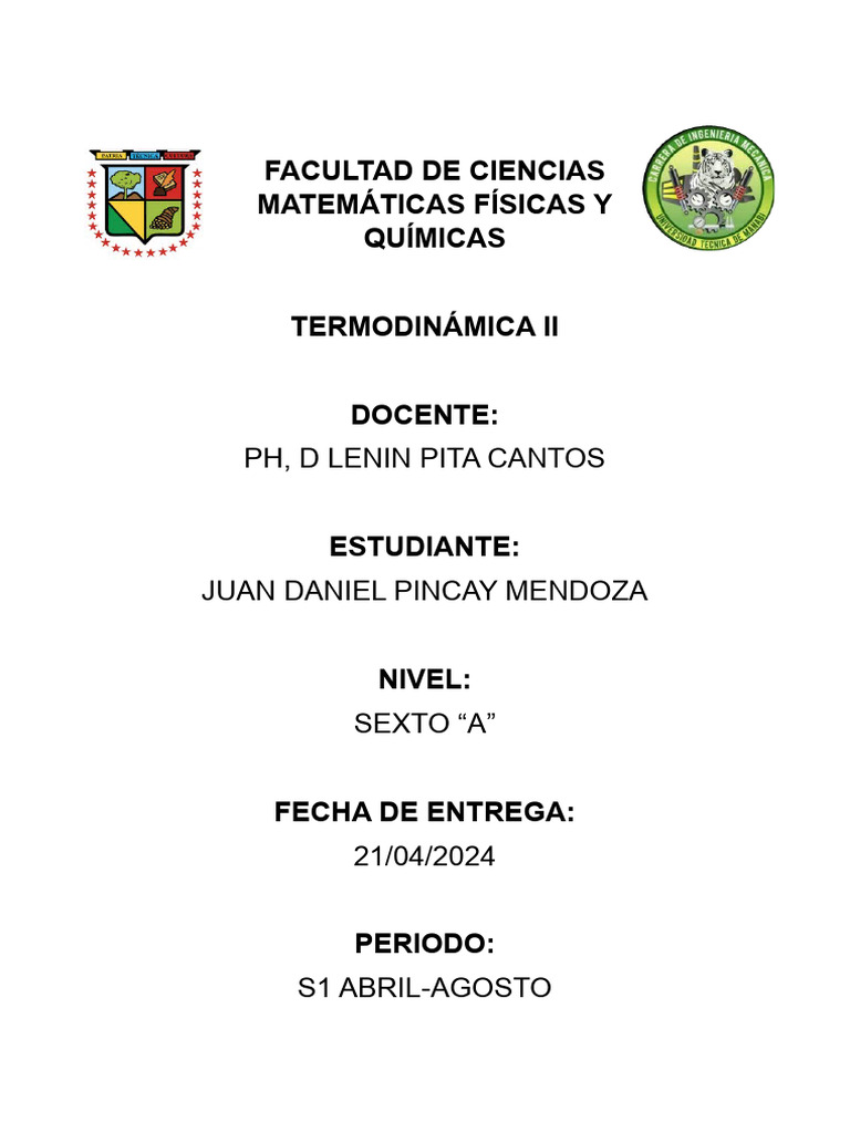 Tarea 1 - Termo Ii | PDF