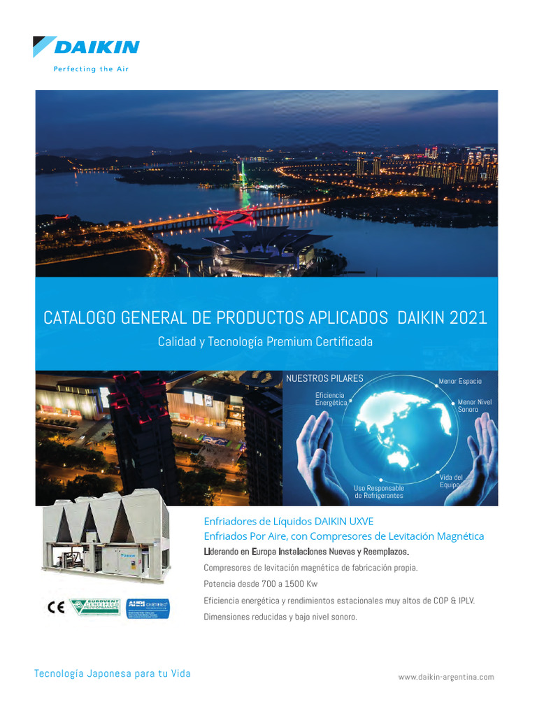 Catálogo Daikin 2021: Enfriadores y Chillers | PDF | Uso eficiente de energía | Temperatura