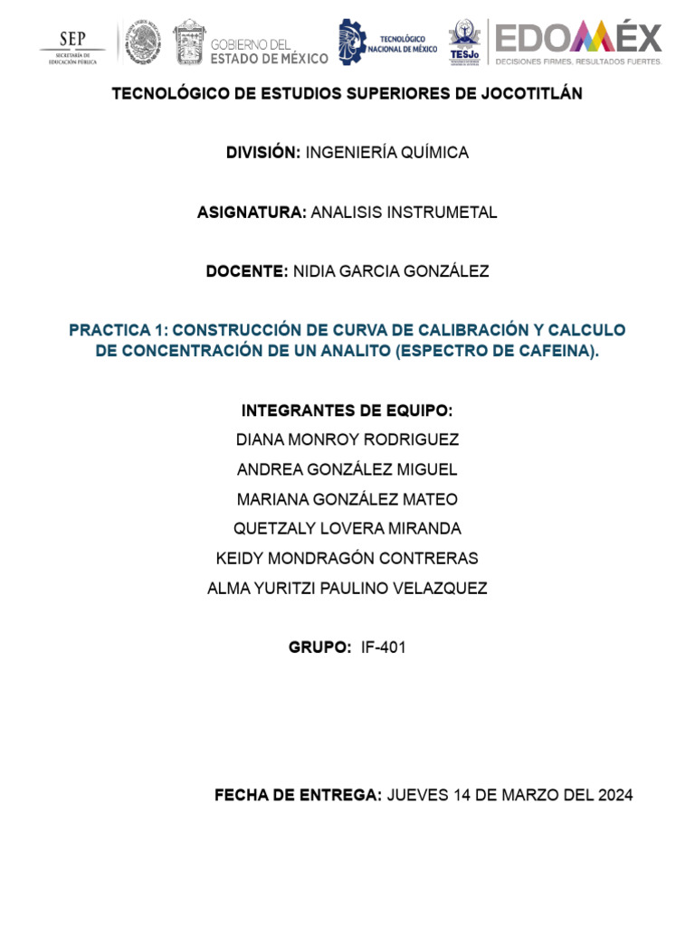 Construcción de Curva de Calibración y Calculo de Concentración de Un ...