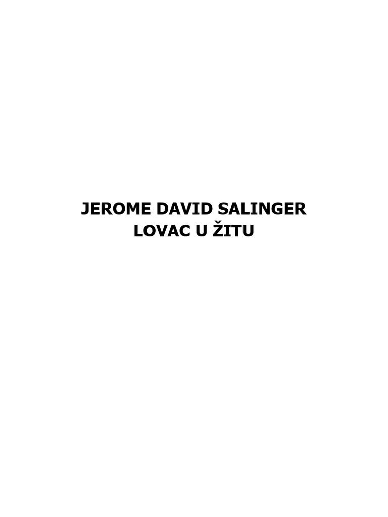 Jerome David Salinger - Lovac U Žitu | PDF