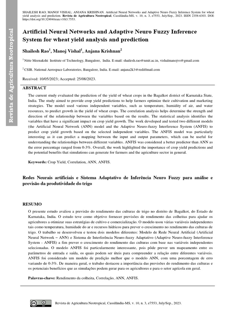 Artificial Neural Networks and Adaptive Neuro Fuzzy Inference System ...