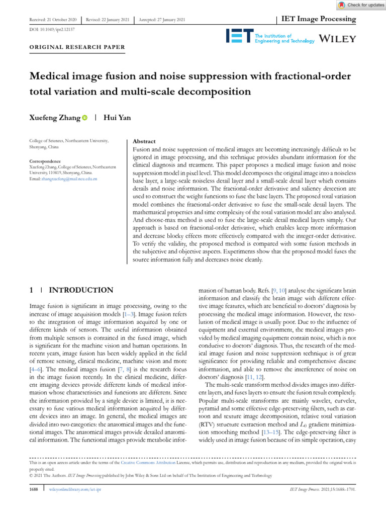 3 Medical Image Fusion And Noise Suppression With Fractional Order Total Variation And Multi