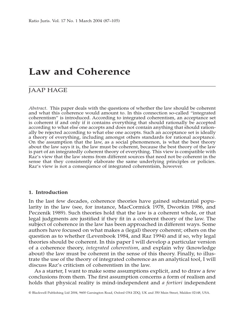 Law and Coherence | PDF | Rationality | Epistemology