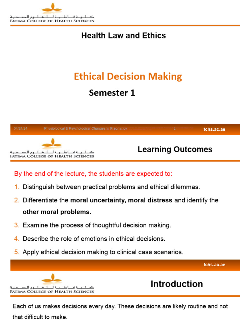 WEEK 5 - Ethical Decision | PDF | Health Care | Decision Making