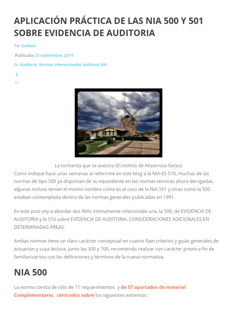 Aplicación Práctica de Las Nia 500 y 501 Sobre Evidencia de Auditoria | PDF | Auditoría | Contralor