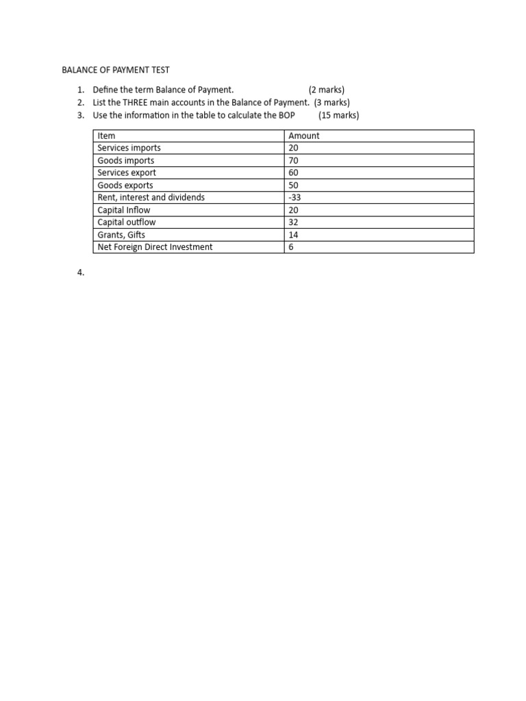 Balance of Payment Test | PDF | Finance & Money Management