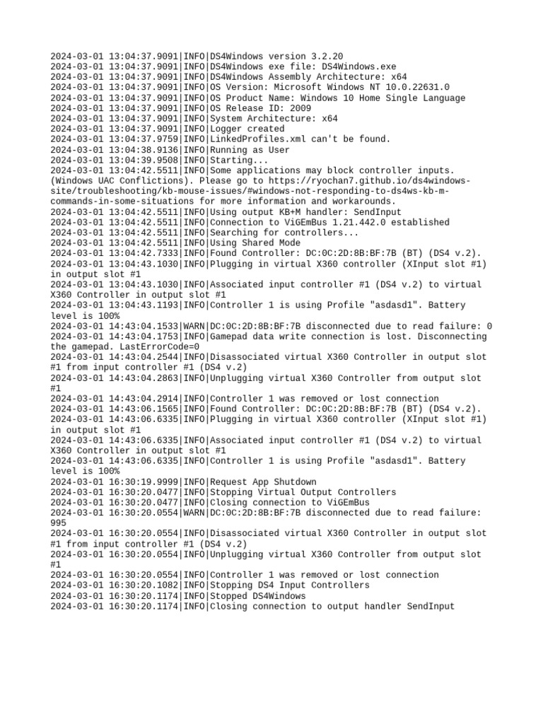 Ds4windows Log 20240301.1 | PDF | Computing Platforms | Software