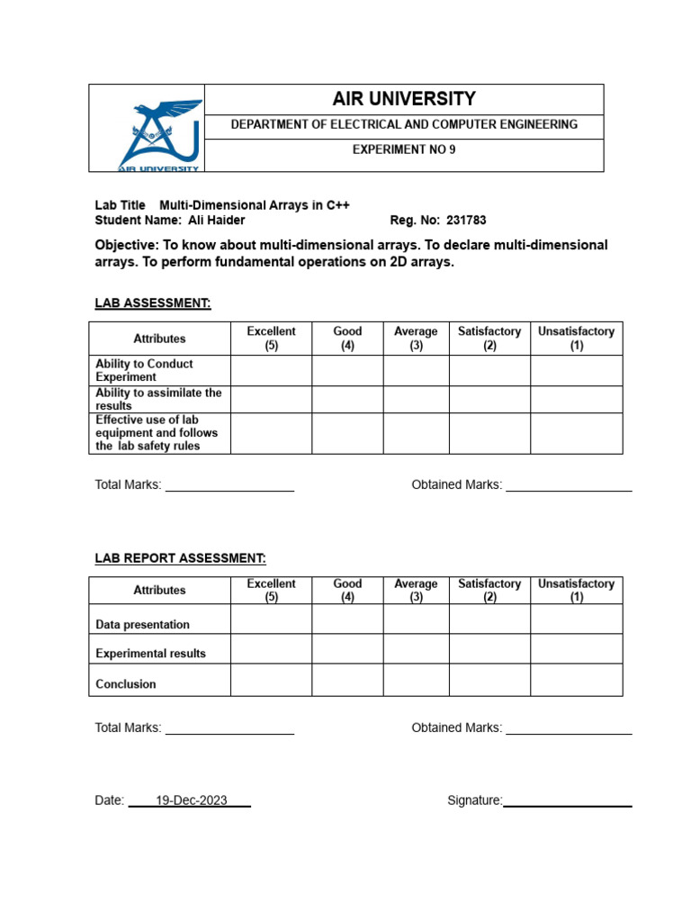 LR8 Ali Haider 231783 CP | PDF | Matrix (Mathematics) | Computer ...