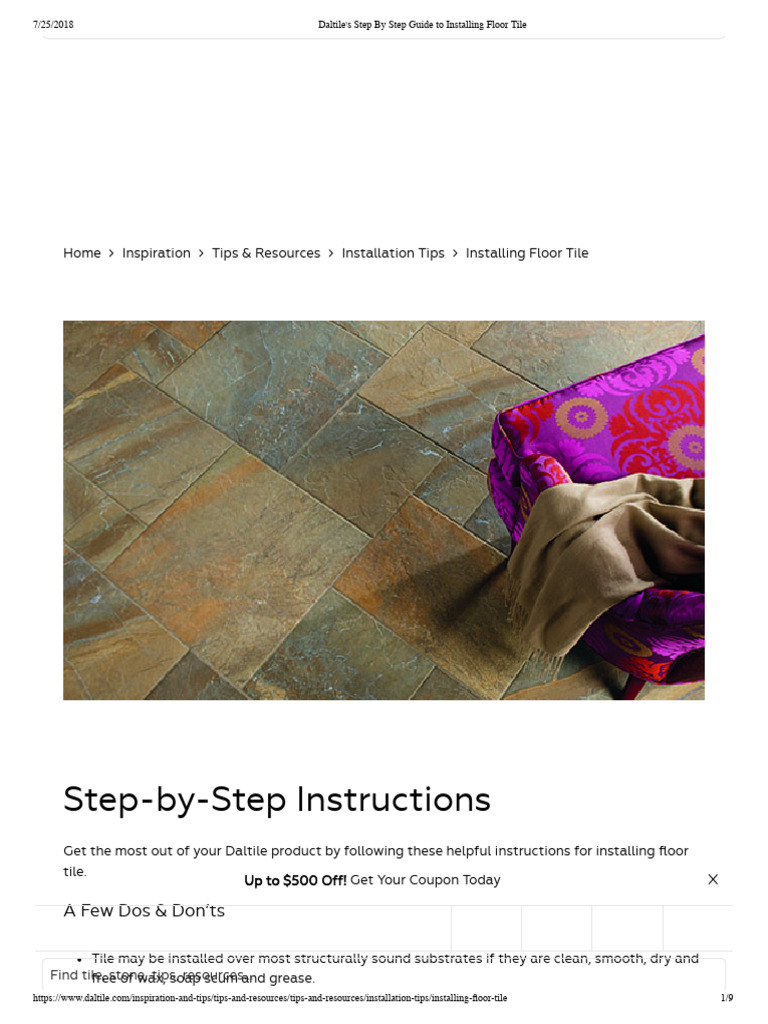 Step by Step Guide Instructions 2018 - Installing Floor Tile - Daltile ...