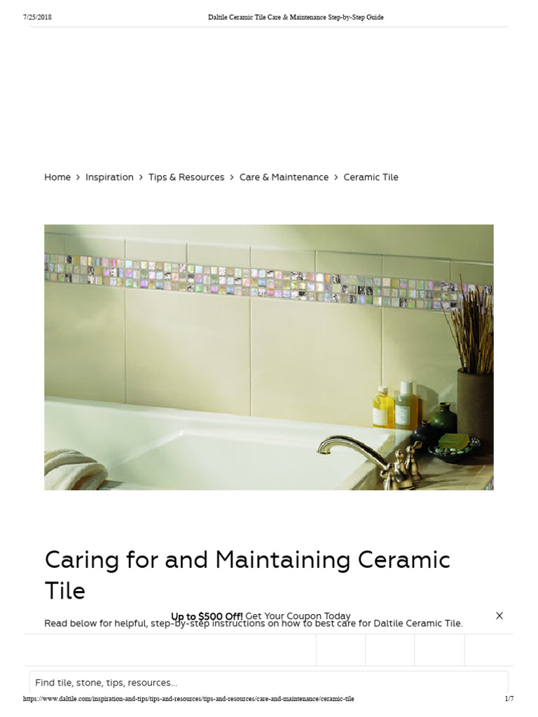 Step by Step Guide Care & Maintenance 2018 - Caring For and Maintaining Ceramic Tile - Daltile ...