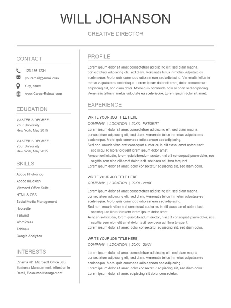 resume-template-will | PDF | World Wide Web | Internet & Web