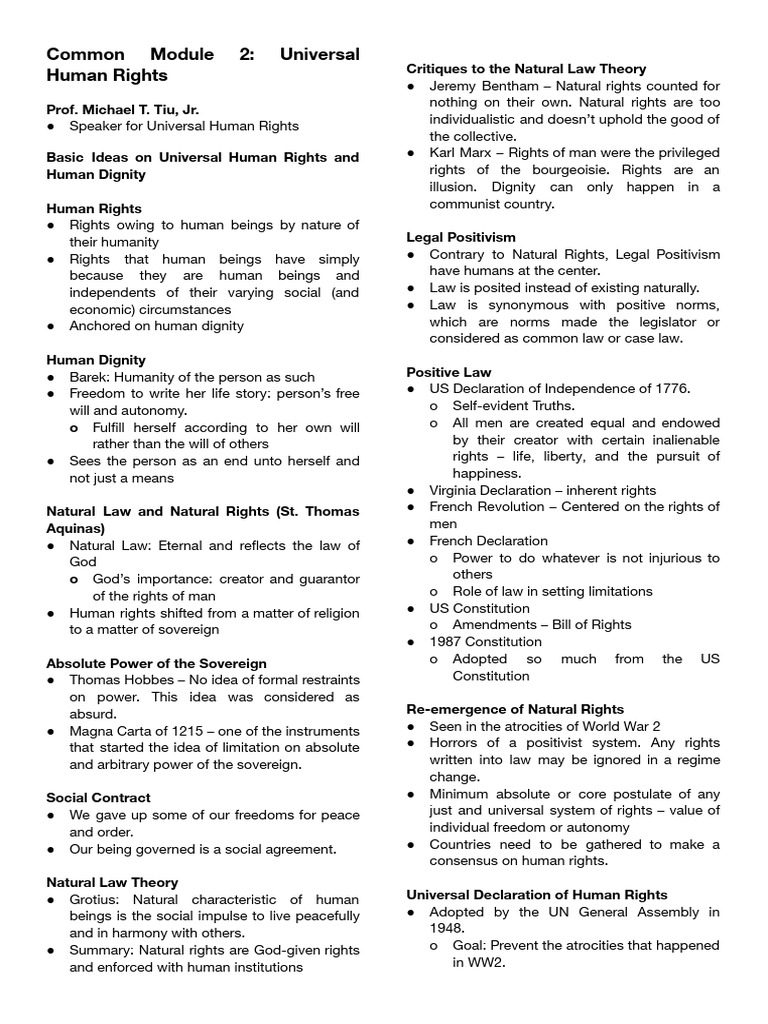 NSTP 1 Notes - Common Module 2 - Universal Human Rights | PDF | Human ...