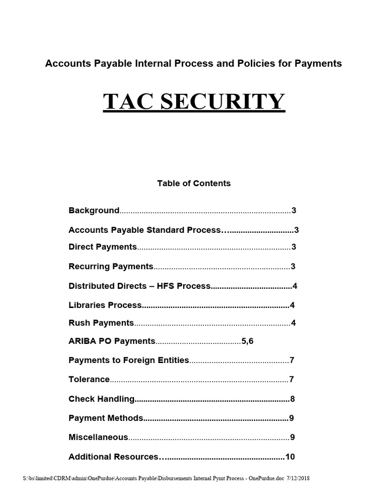 Standard Operating Procedure Template | PDF | Accounts Payable | Debits ...