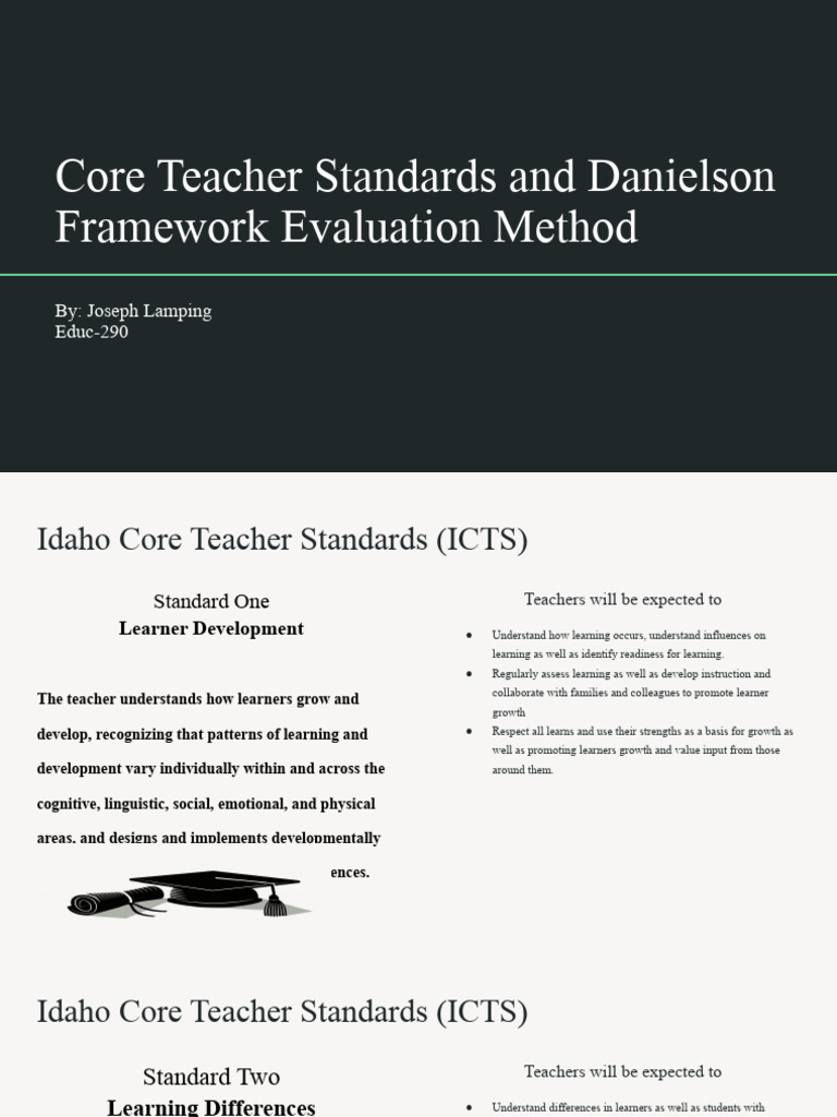 core teacher standards and danielson framework evaluation method | PDF ...