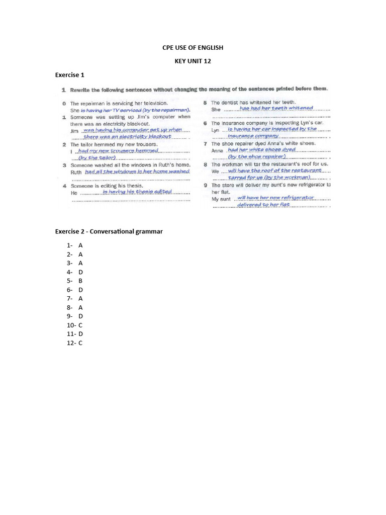 CPE Use of English Key Unit 12 | PDF | Teaching Methods & Materials | Science & Mathematics