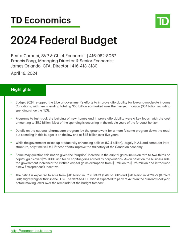 FederalBudget - 2024 TD | Download Free PDF | United States Federal ...