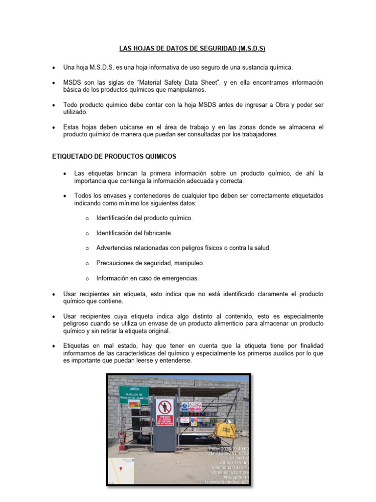 Importancia de las Hojas MSDS y Etiquetado Químico | PDF | Negocios ...