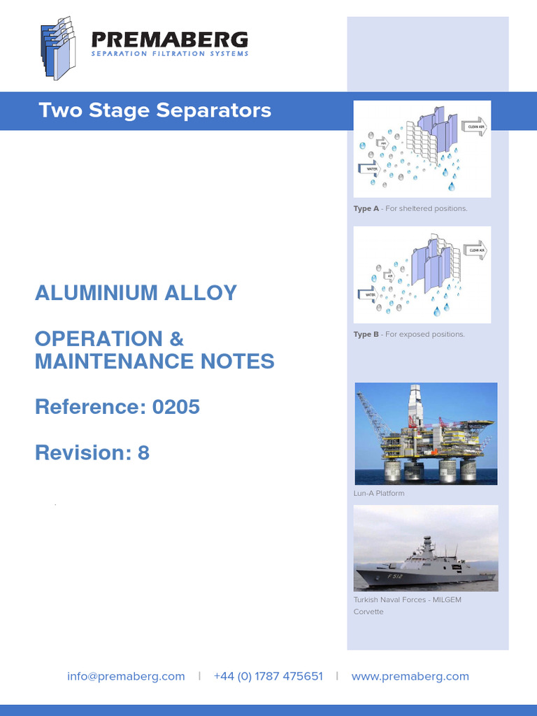Premaberg Two Stage Separator Guide | PDF | Corrosion | Paint
