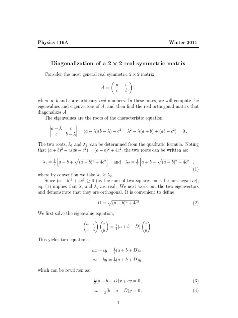 Diag2x2 11 | Download Free PDF | Eigenvalues And Eigenvectors | Matrix (Mathematics)