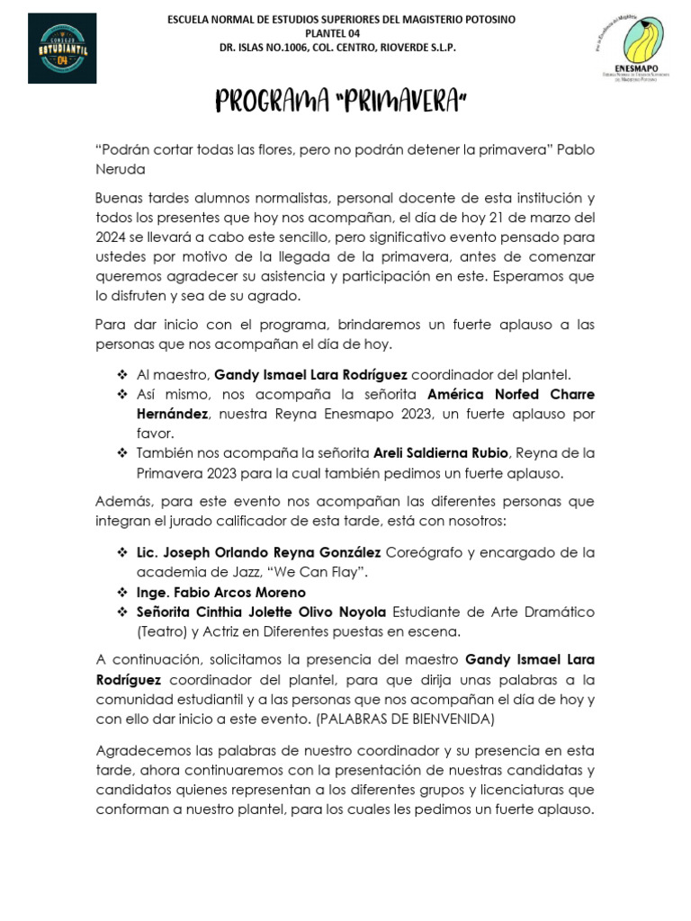 PROGRAMA PRIMAVERA | PDF