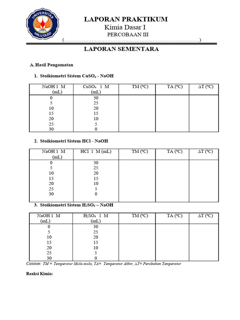 Percobaan 3 LKJ. Stoikiometri | PDF