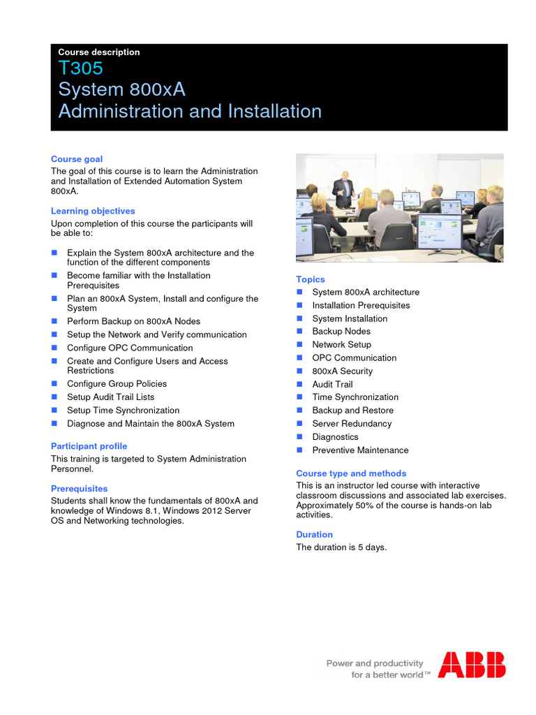2PAA102410 G en System 800xa Course T305 - Administration and Installation | PDF | Computer ...