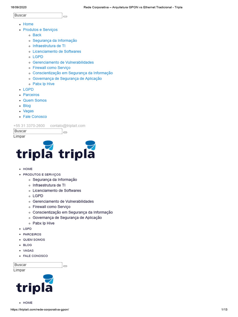 Rede Corporativa - Arquitetura GPON Vs Ethernet Tradicional - Tripla | PDF | Rede de ...