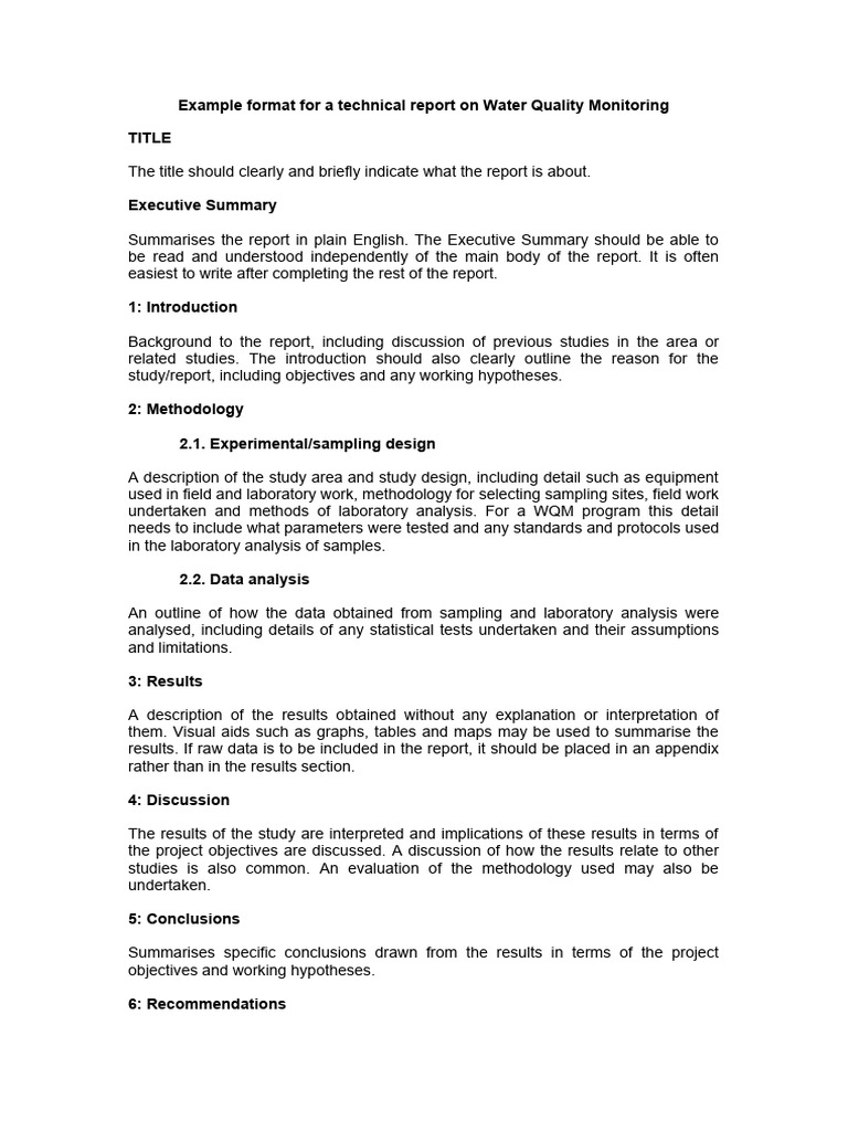 Water Quality Monitoring Report Format | PDF