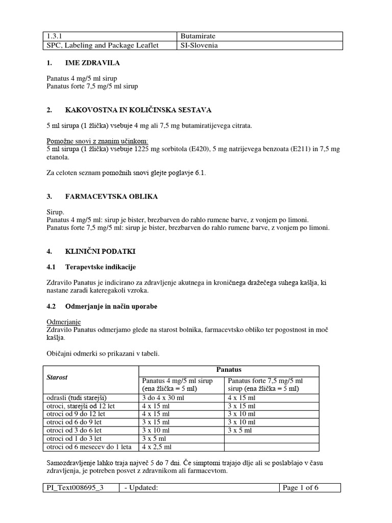 Panatus Sirup SMPC PI Text008695 3 | PDF