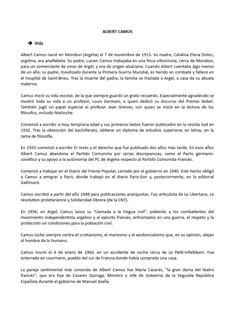 CAMUS | PDF | Albert Camus
