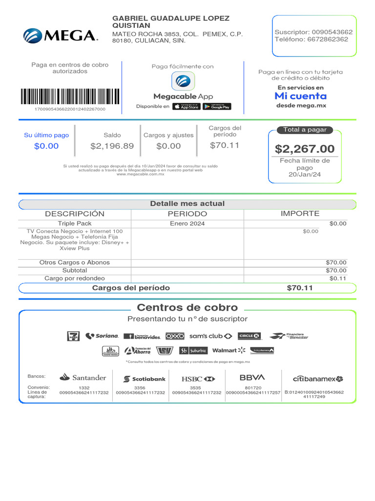 Estado de Cuenta Megacable Colima | PDF | Informática | Industrias de ...