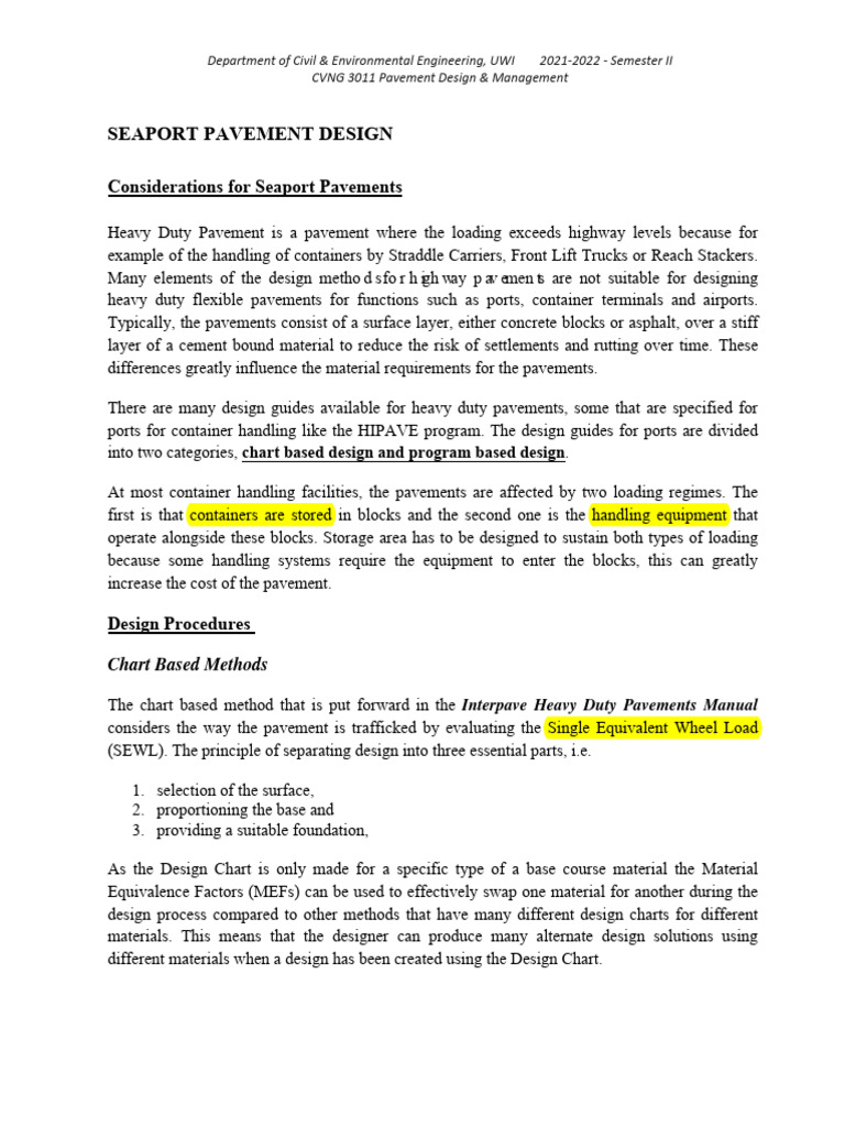 Seaport Pavement Design Guidelines | PDF | Road Surface | Concrete